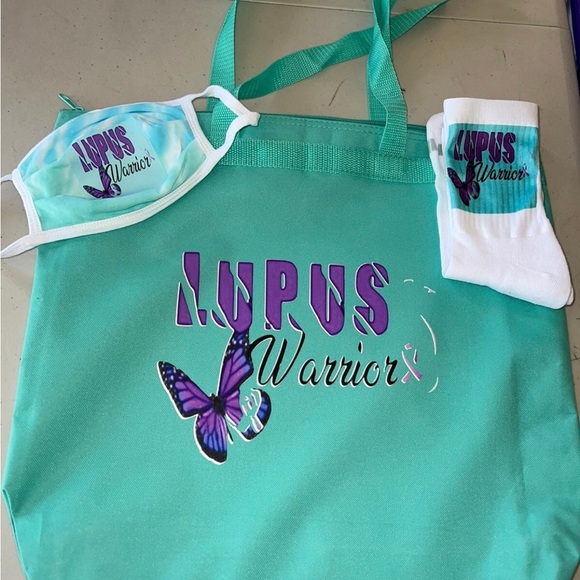 Bags | Lupus Awareness Tote Socks And Mask | Poshmark